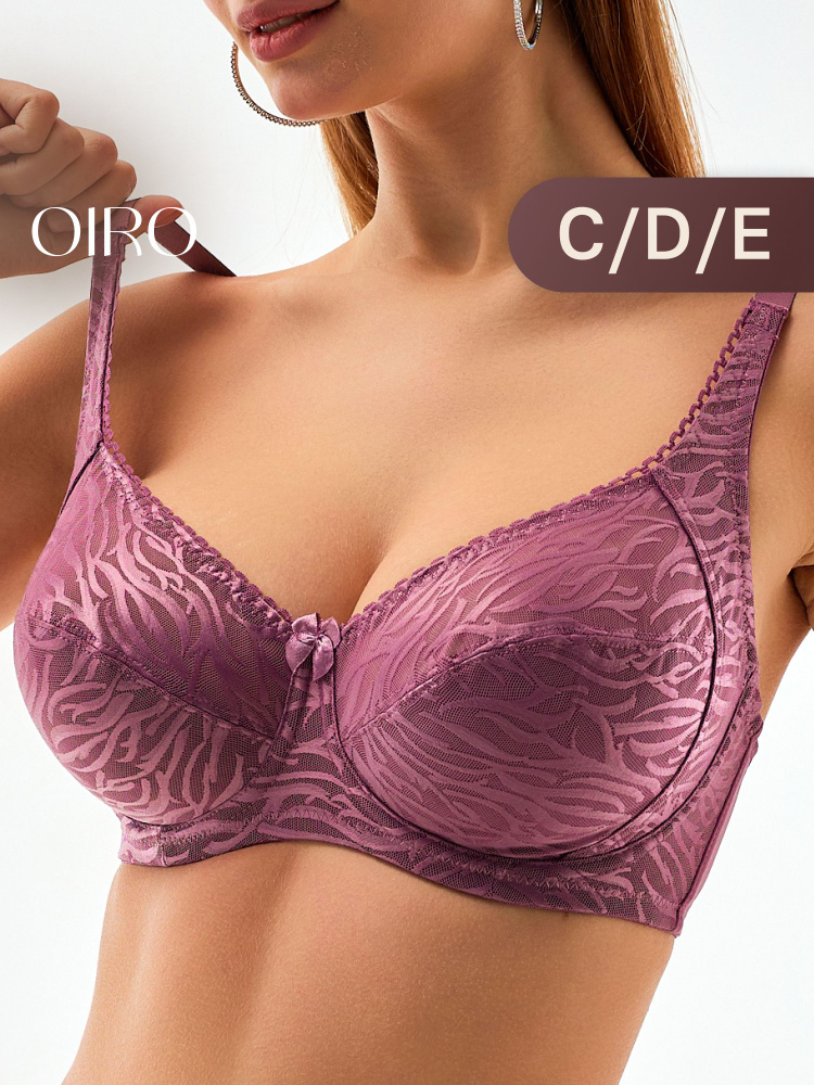 Бюстгальтер Женский OIRO мягкая чашка на каркасе, на косточках, размер 90D фиолетовый Полиамид ...