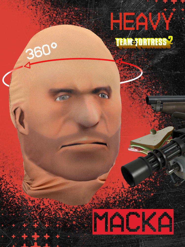 Карнавальная тканевая маска НА ЛИЦО Heavy (Team Fortress 2) Хэви Тим ...