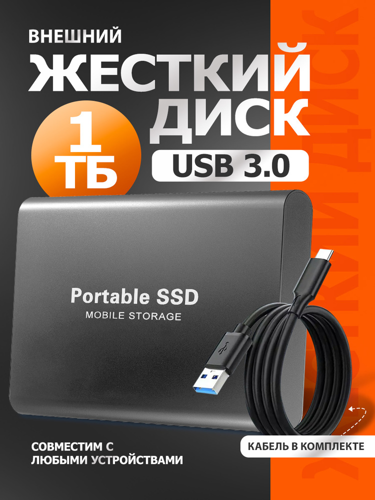 Внешний SSD-диск 1 ТБ ,черный купить на OZON по низкой цене (1849114761)