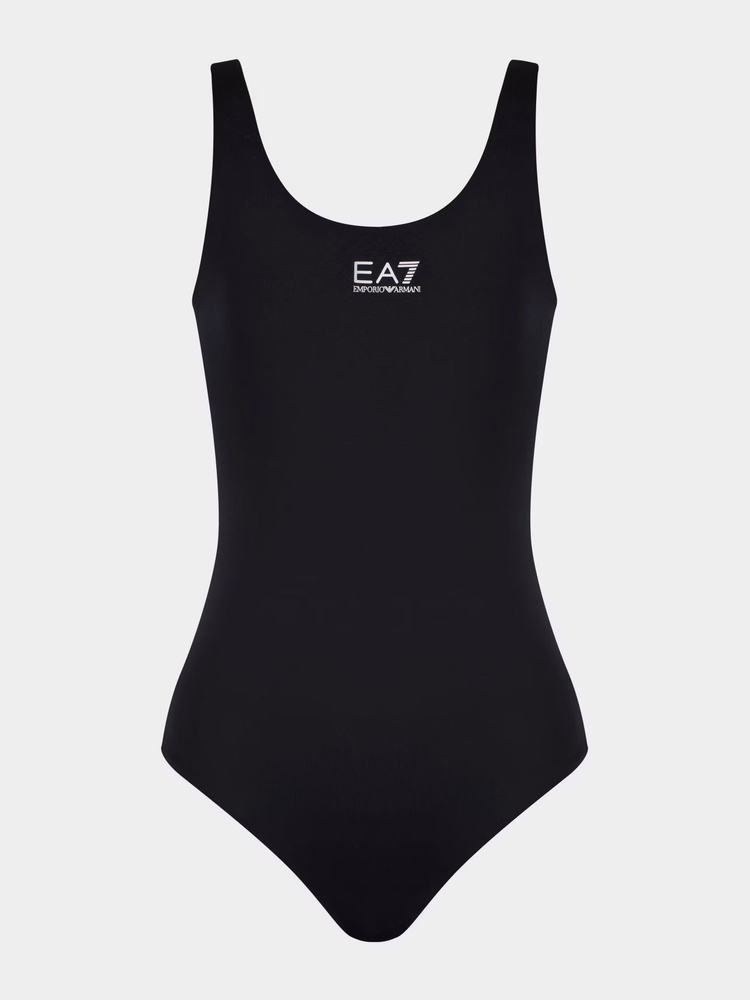 Купальник слитный Женский EA7 черный Пляжный, размер 46, 48 Вьетнам Полиэстер, Эластан купить c ...