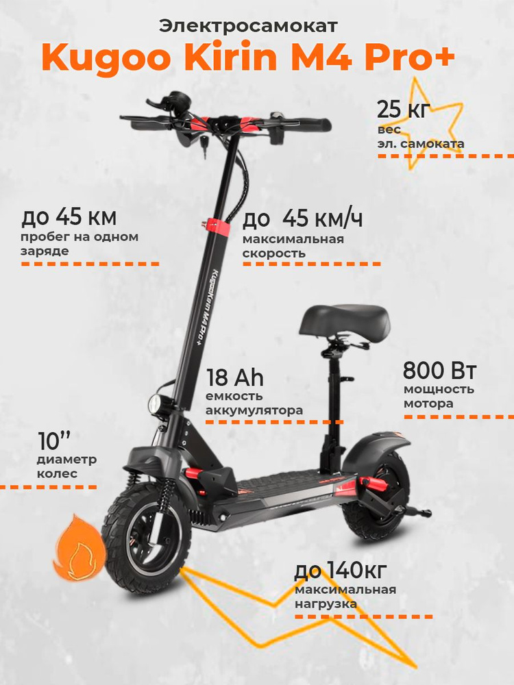 Электросамокат Kugoo Kirin M4 Pro Plus 18Ah 2025 года, электрический самокат для взрослых купить ...