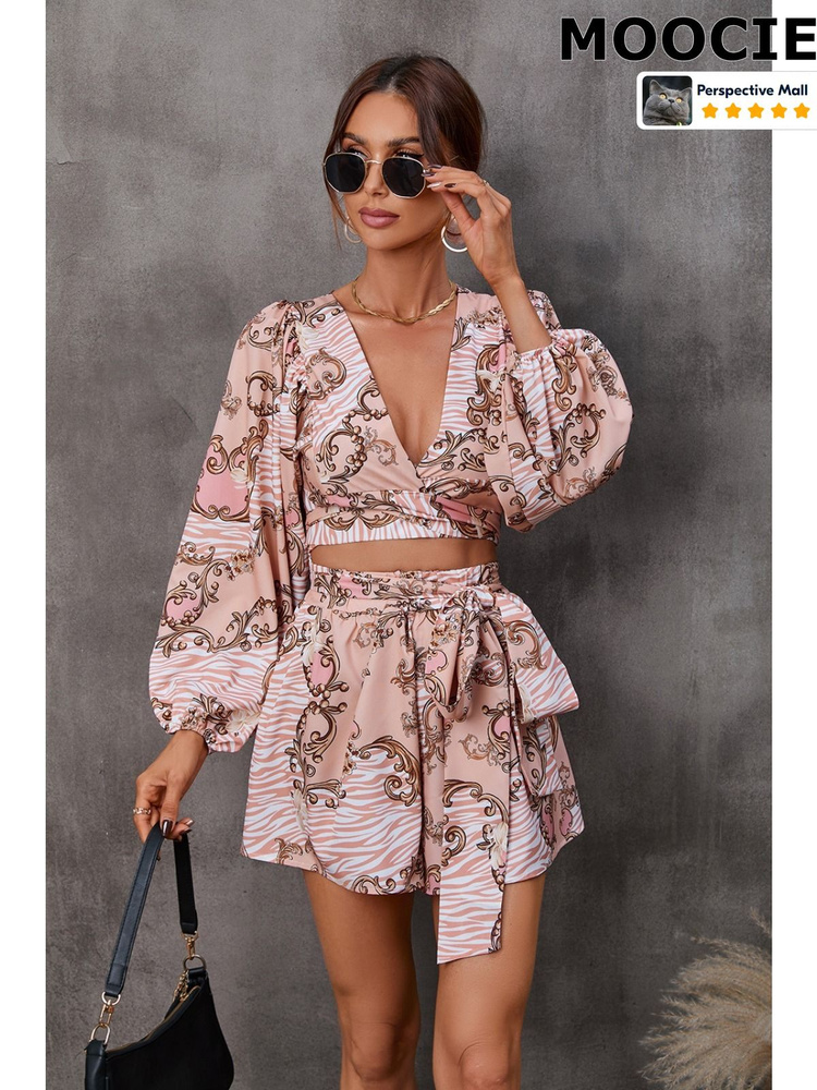 Комплект одежды Женский MOOCIE Пляжный бледно-розовый, размер 48 Микровельвет Однотонный Китай ...