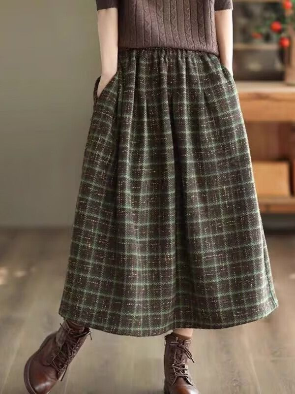 Юбка Женский SYJWY зеленый лист Хлопок, размер 48 Эластичная Макси Демисезон купить c доставкой ...