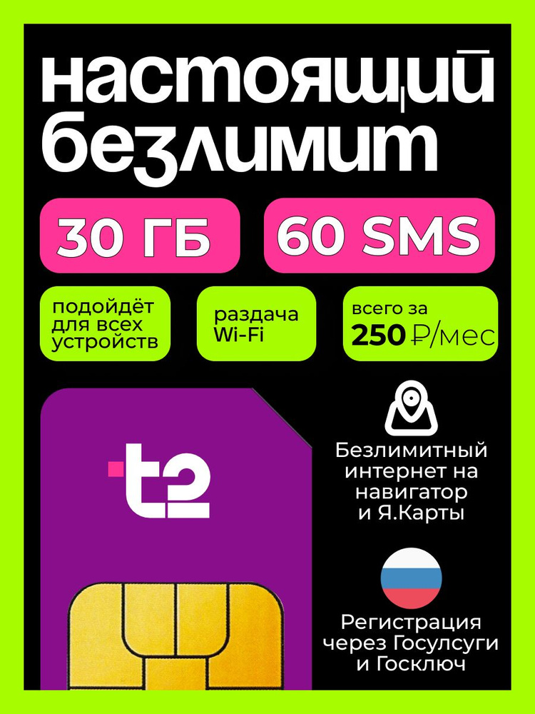 Сим карты Tele2 (Теле2) – купить симку на OZON по низкой цене