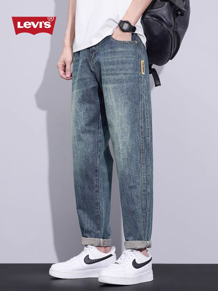 Джинсы Мужской Levi's синий, голубые джинсы бананы, зауженные Хлопок, размер 46 облегающий ...