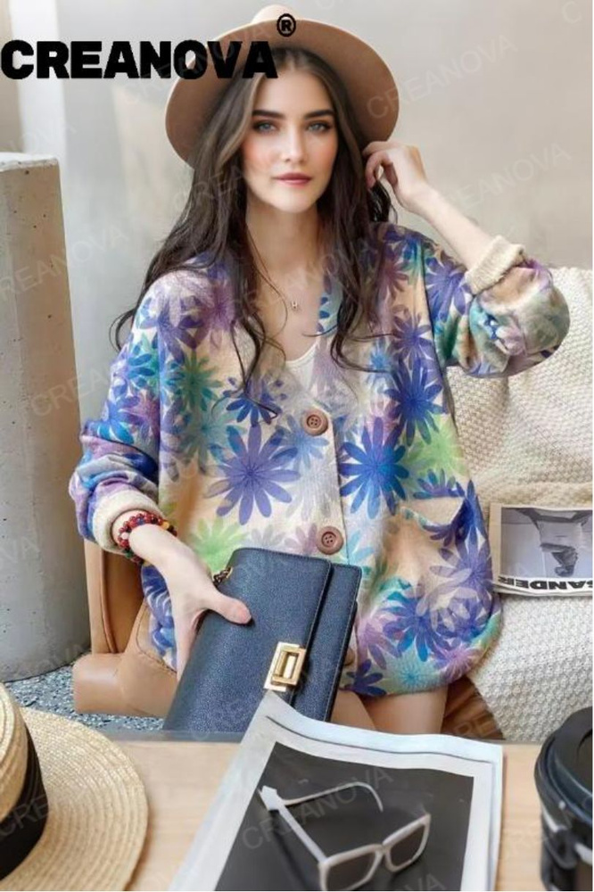 Свитер Женский CREANOVA разноцветный Knitted fleece, размер 48 Длинный купить c доставкой на ...