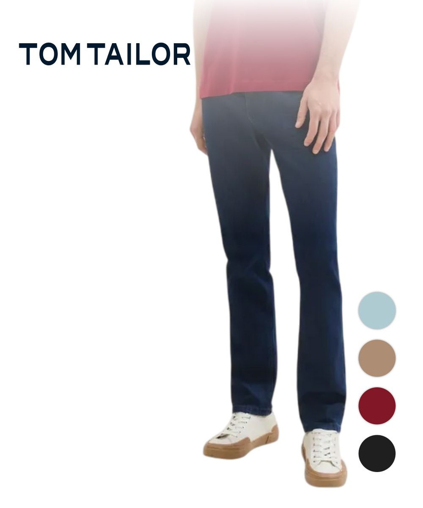 Джинсы Мужской Tom Tailor темно-синий джинсовый Джинс, размер 48 Комбинированная Средняя ...