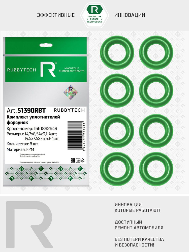 Кольца уплотнительные форсунок RENAULT, NISSAN, фторкаучук FPM, 8,54x14 ...