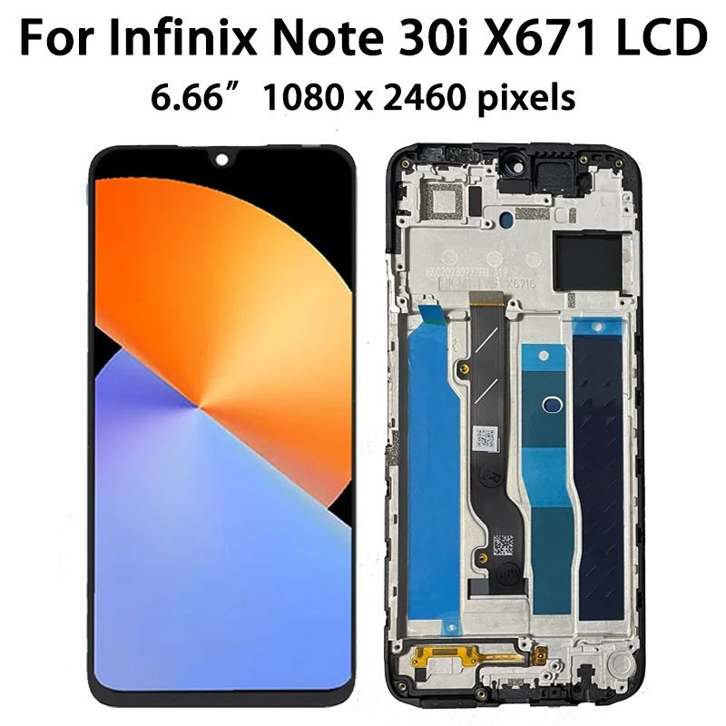 6.66 дюймов AMOLED для Infinix Note 30i, X6716, LCD дисплей с рамкой ...