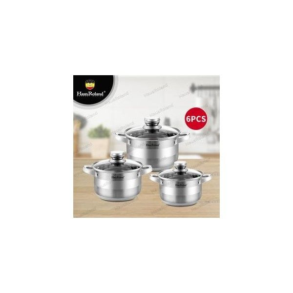 Набор кастрюль Haus Roland из нержавеющей стали,6 предметов,HR131-2 ...