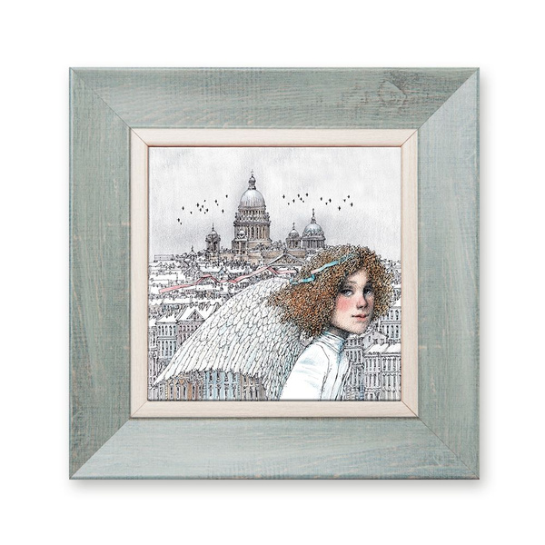 ARTANGELS.ORIGINALS Картина ""Исаакиевский собор. Принесу Вам счастье" Керамика в багете. 10х10 ...