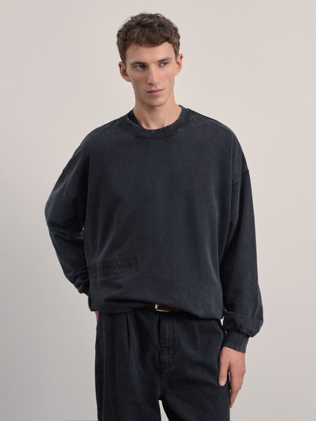 Джемпер Мужской Zarina черный Хлопок, размер 54 оверсайз Длинный Однотонный Бангладеш купить c ...