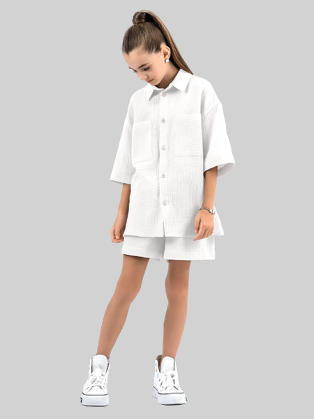 Комплект одежды Девочки, Мальчики Valini Повседневный с шортами белый, молочный, размер 152 ...