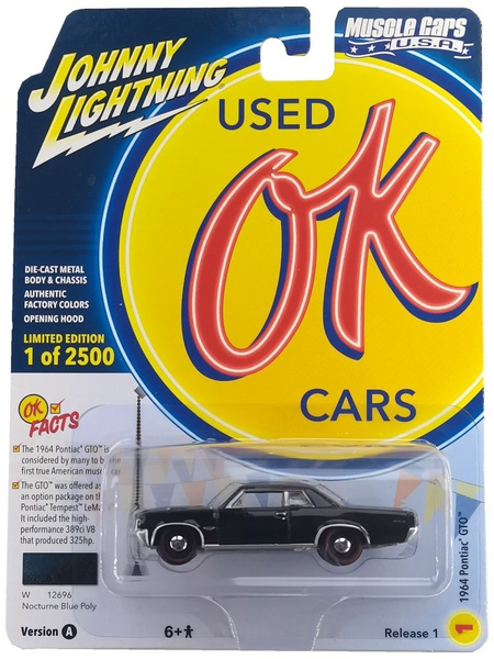 Машинка Jonny Lightning 1/64 1964 Pontiac GTO black Die-cast Alloy Car Model Collection Display ...