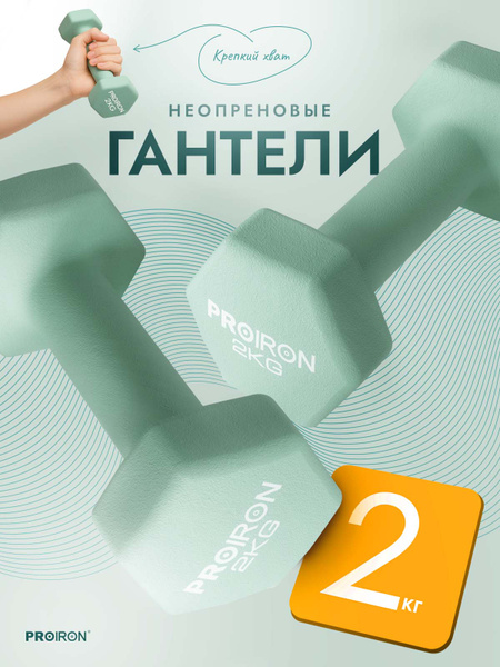 Гантели PROIRON Г20НГ, 2 шт. по 2 кг, светло-зеленый купить c доставкой на OZON по низкой цене ...