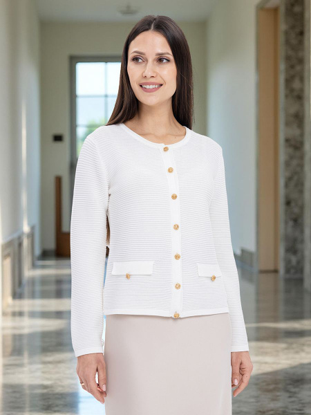 Пиджак Женский Ареола белый, молочный, размер 54 Мерсеризованный хлопок ...