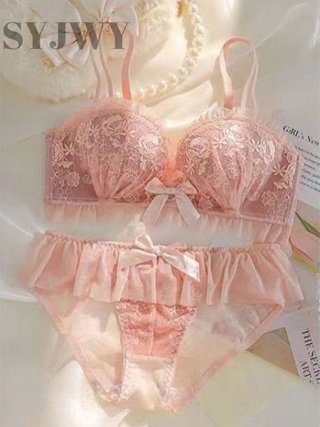 Комплект белья Женский SYJWY пудровый Пряжка, Фастекс брифы, бралетт Политекс Хлястик, Ленты ...