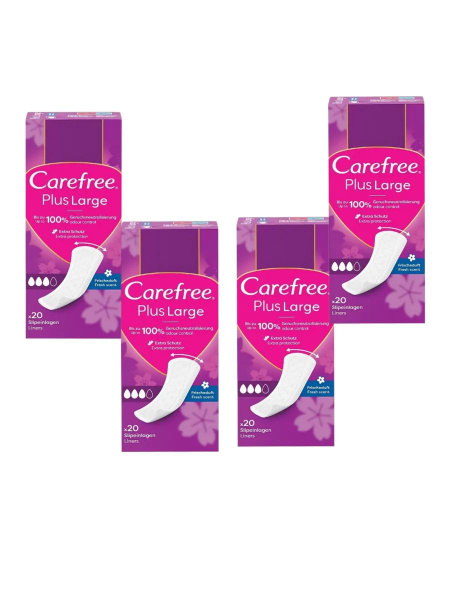CAREFREE Прокладки ежедневные Plus Large Fresh 20шт x4 купить на OZON ...