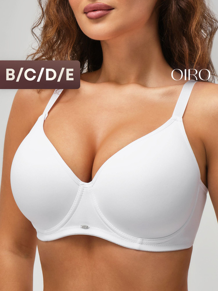 Бюстгальтер Женский OIRO на косточках, размер 95D белый матовый Полиамид, Эластан Повседневный ...