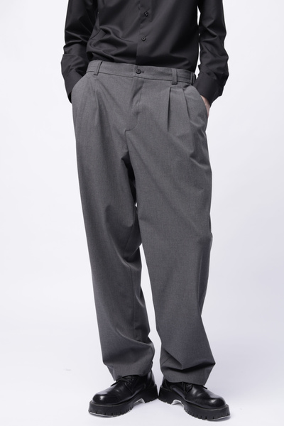 Брюки Мужской BLACK MOTTE широкие, классические серый Костюмная ткань Офисный/школьный, размер ...
