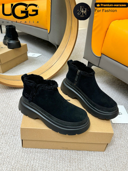 Угги Женский UGG черный Натуральная кожа, Лана Зима Молния R (средняя ...