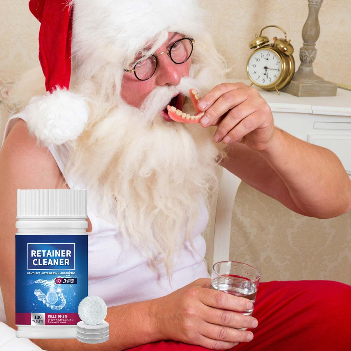 Таблетки GEALFIS для очистки зубных капп, протезов, элайнеров и ретейнеров 100 шт, эффективное ...