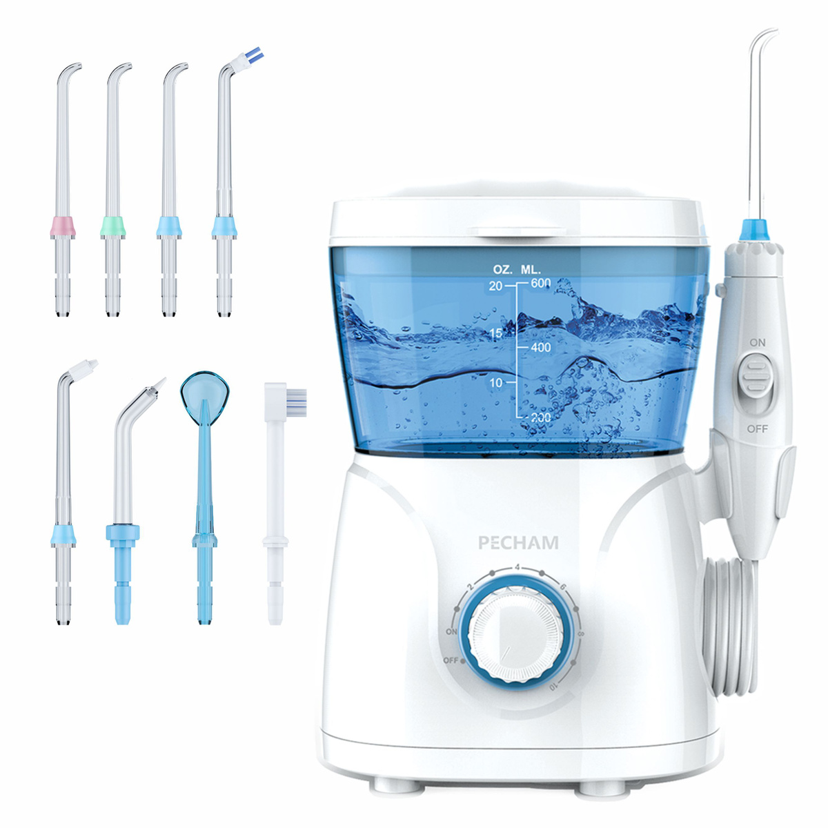 Ирригатор для полости рта стационарный для зубов PECHAM Professional PC-070, 600 мл, 8 насадок ...