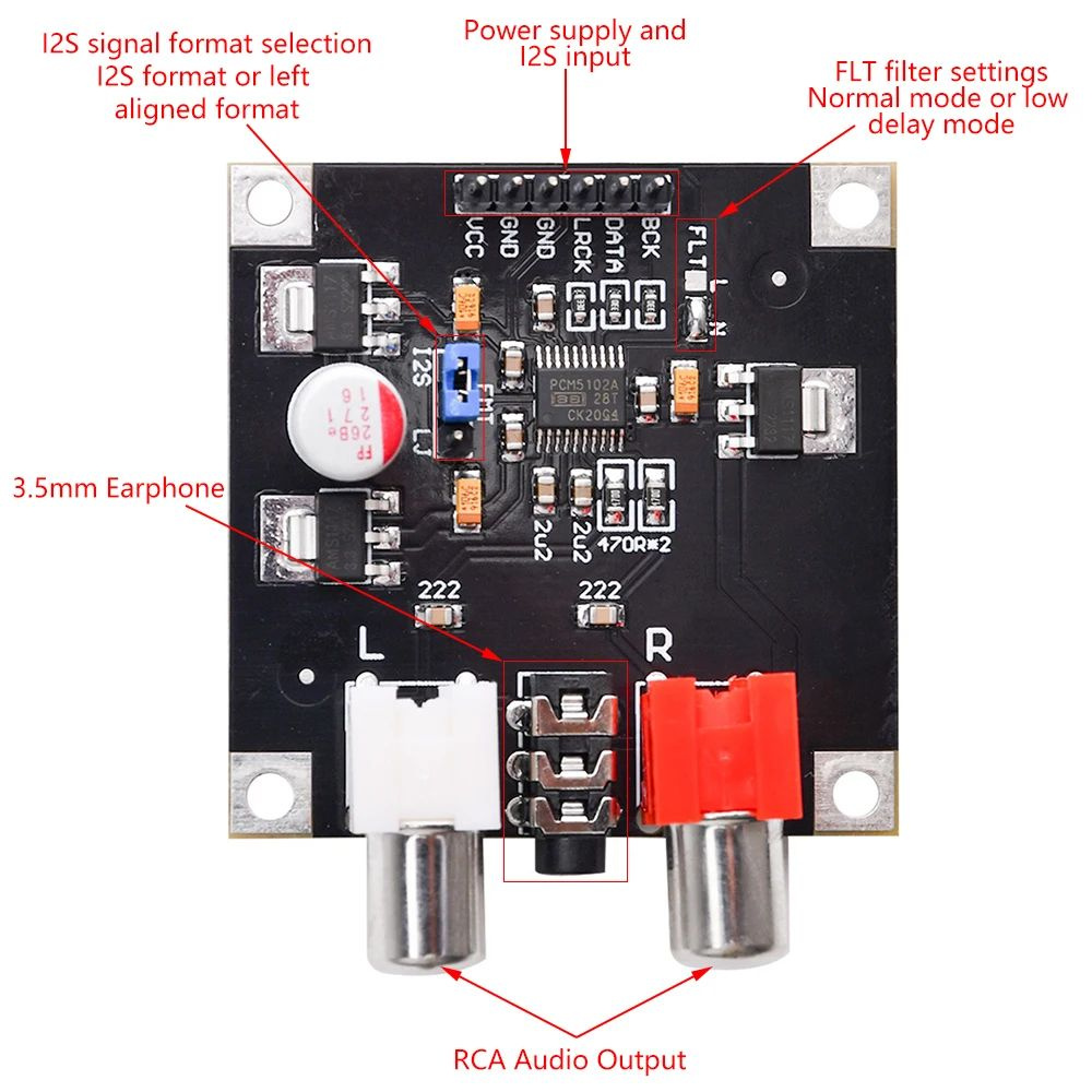 Модуль PCM5102/PCM5102A 32Bit 384K, плата декодера PCM5102 DAC ...
