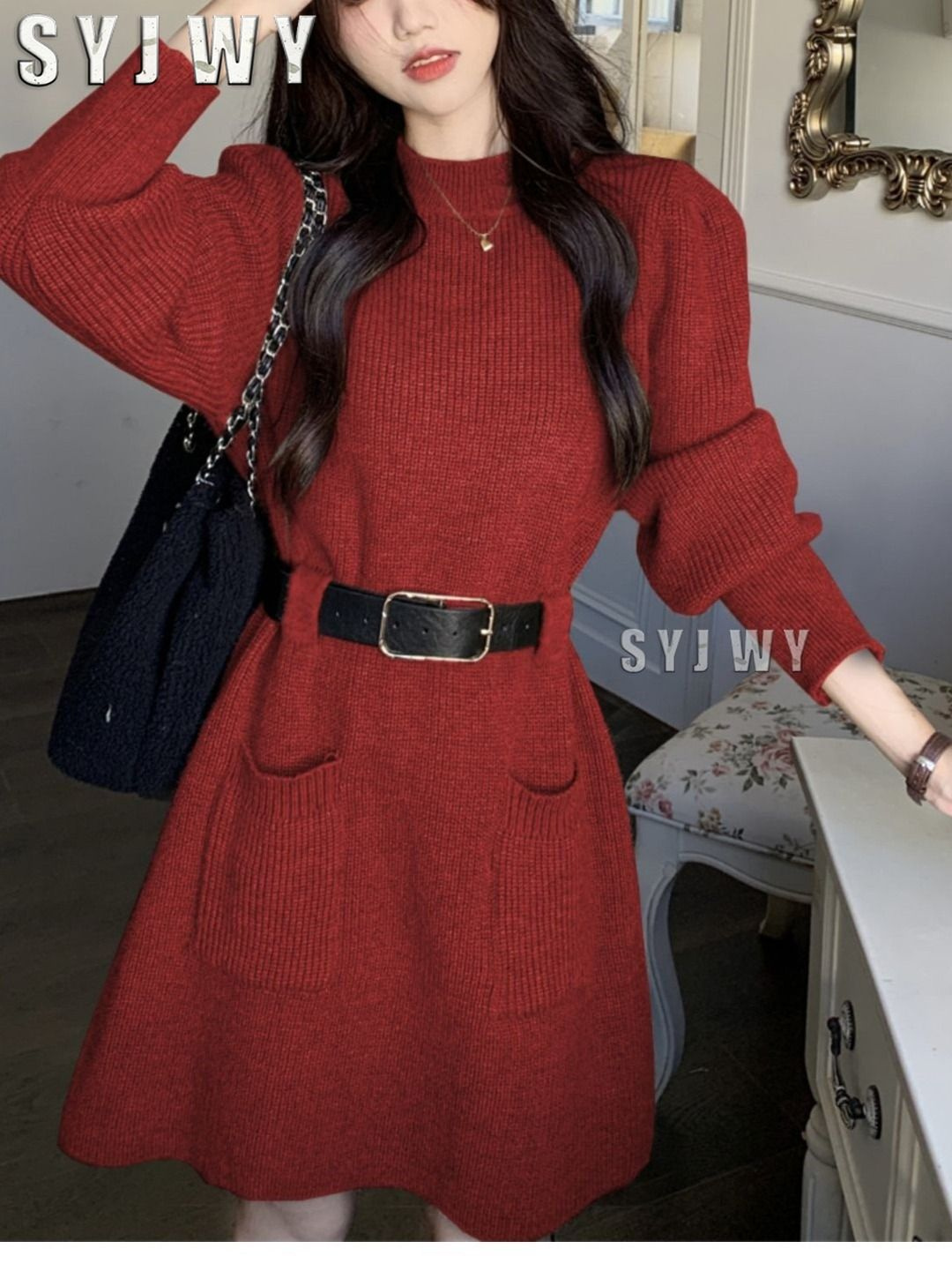 Платье Женский SYJYW молочный, бежевый нейтральный Повседневный Длинный Полиэфирное волокно ...