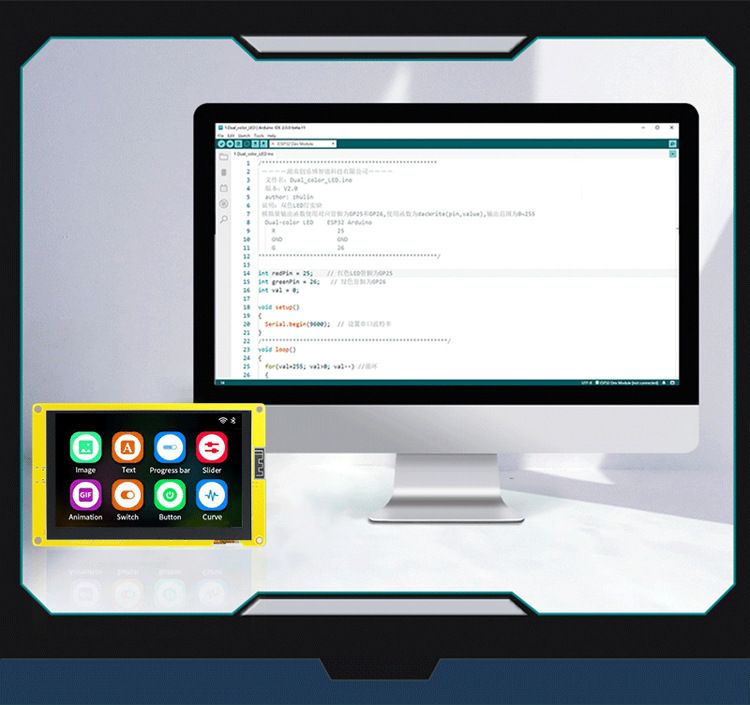 ESP32-S3, совет по разработке LVGL 7-дюймовый TN сенсорный экран ESP32-8048S070C ...