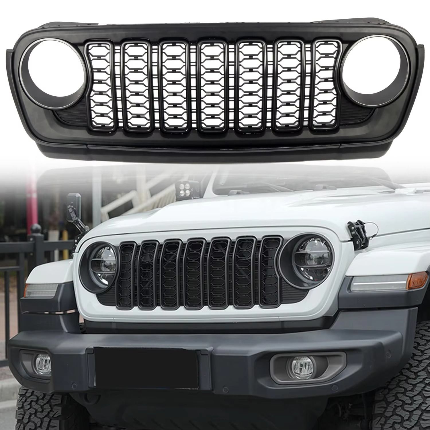 Защита передней решетки для Jeep Wrangler JL 2018-2024 Gladiator ABS ...