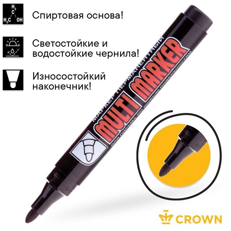 Маркер перманентный Crown "Multi Marker" черный, пулевидный, 3мм купить ...