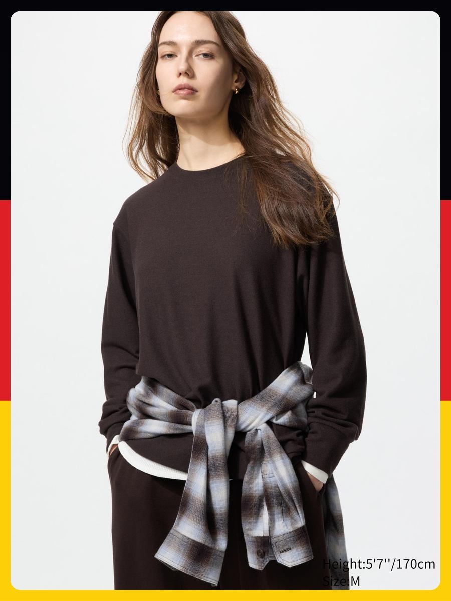 Свитшот Женский Uniqlo темно-коричневый, размер 46, 48 Не указана ...