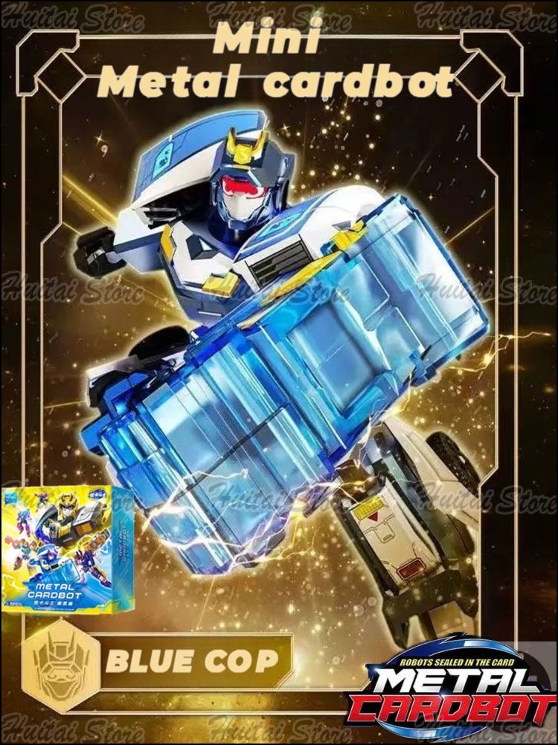 Эксклюзивный минитрансформер BLUE COP 10 см от METALCARDBOT для сборки ...