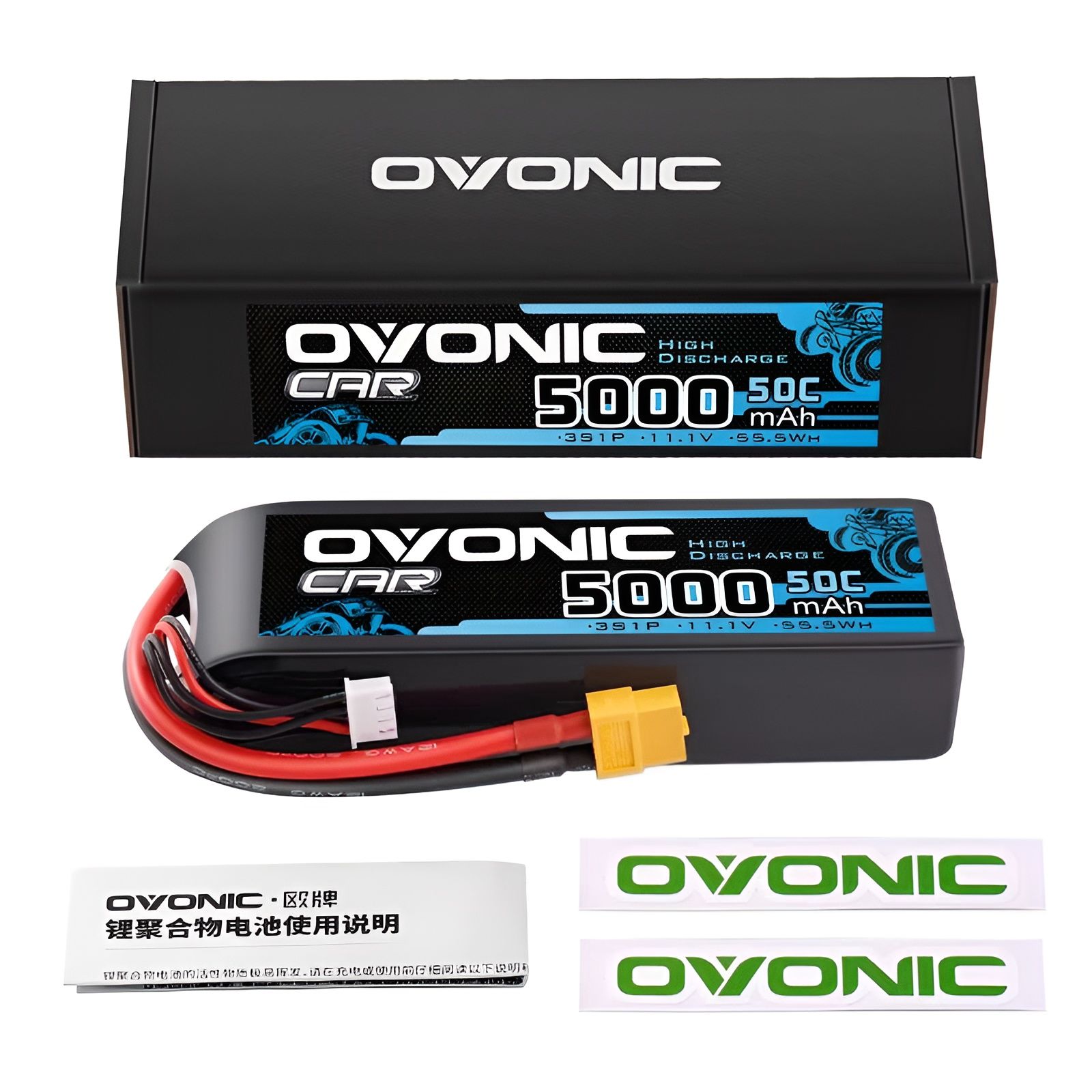 Аккумулятор Li-po OVONIC 5000 MAH 11.1V (3s) 50C, XT60 для ...