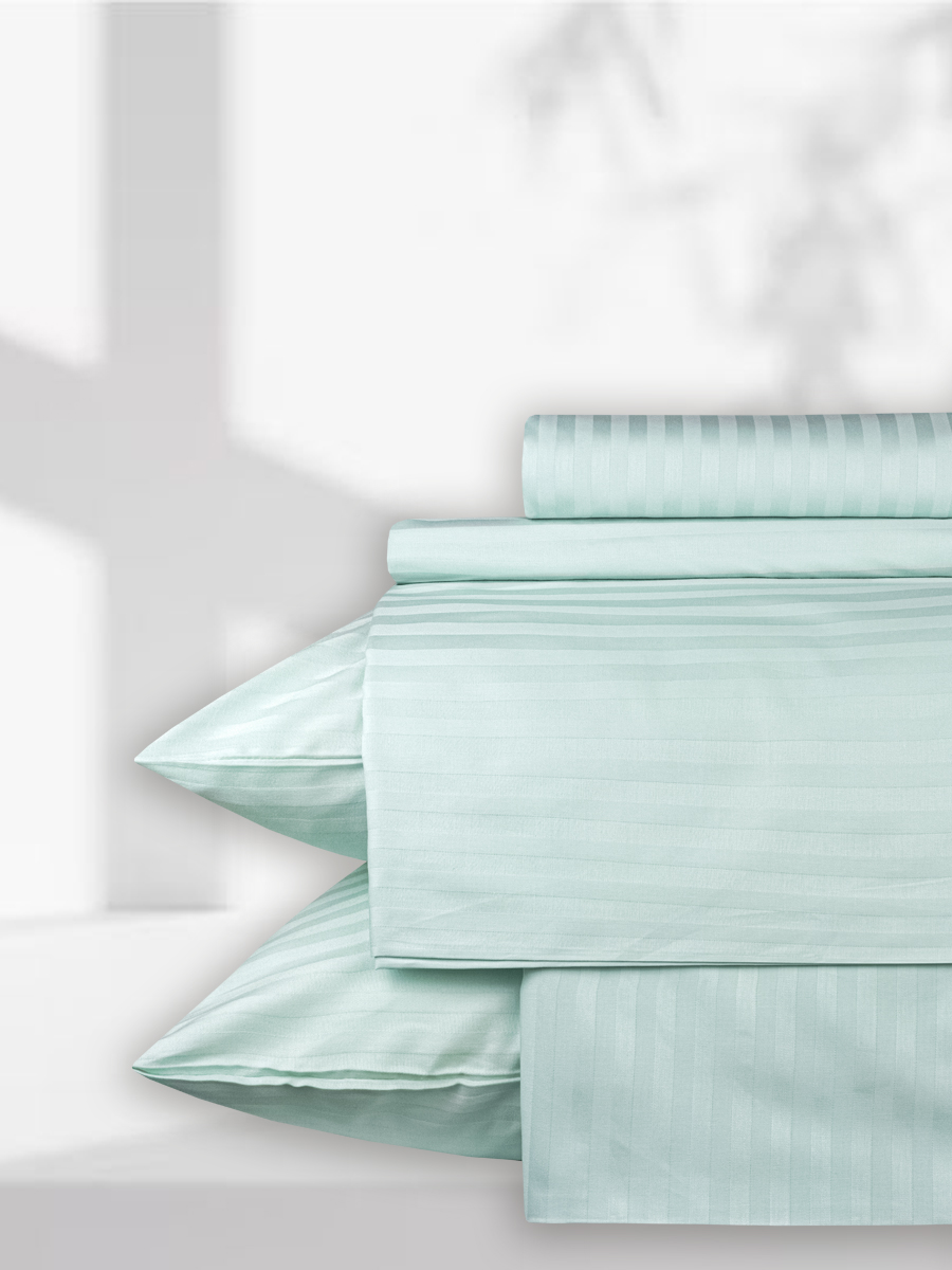 Простыня Monocolor сатин-страйп стандарт, 150x220, голубой купить c ...