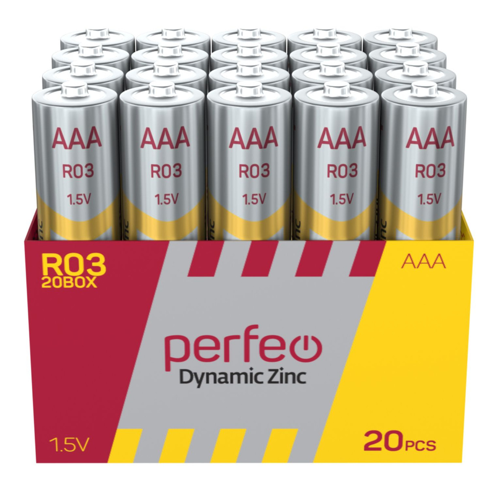 Батарейки Perfeo R03 AAA CARD Dynamic Zinc солевые мизинчиковые, 20шт, 1.5V купить на OZON по ...