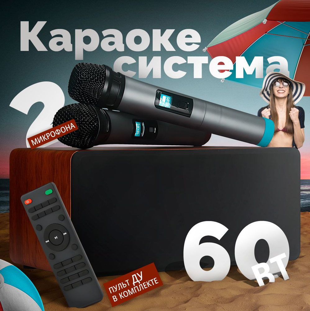 Караоке система для дома и улицы, с двумя микрофонами, для телевизора ...