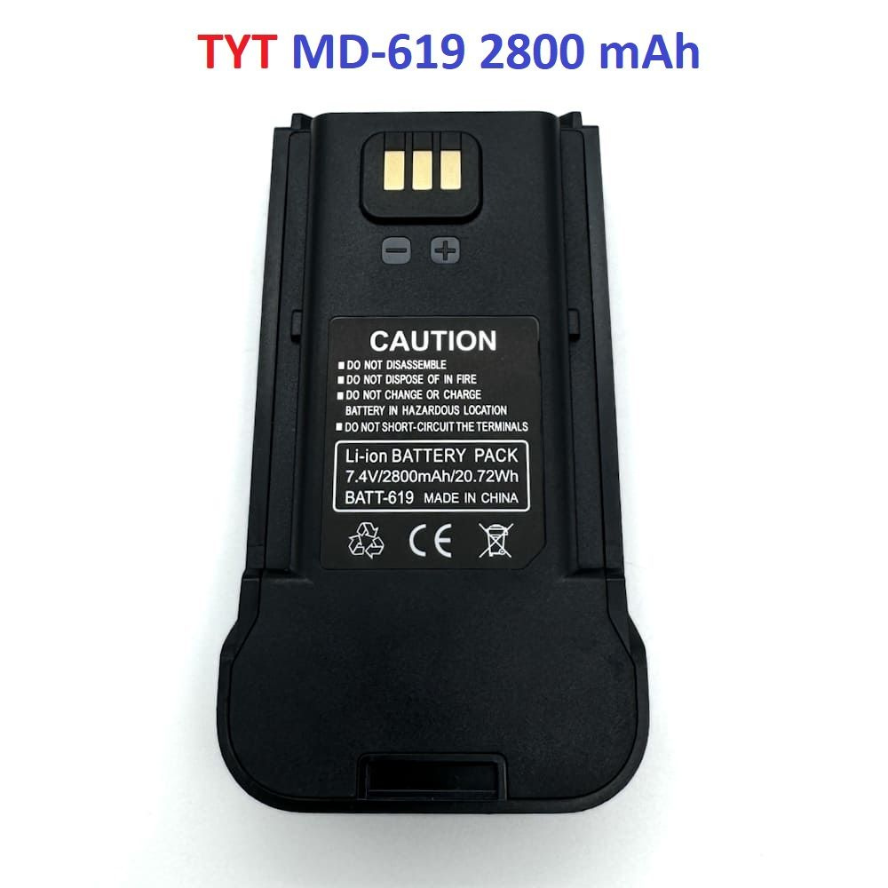 Аккумулятор (батарея) 2800mah для раций TYT MD-619, Комбат 610 Тактик, Терек РК-322 DMR AES ...