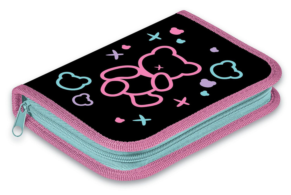 Пенал Hatber 190х130мм 1 отделение на молнии матовая ламинация 3D лак -Мой мишка- с таблицей ...