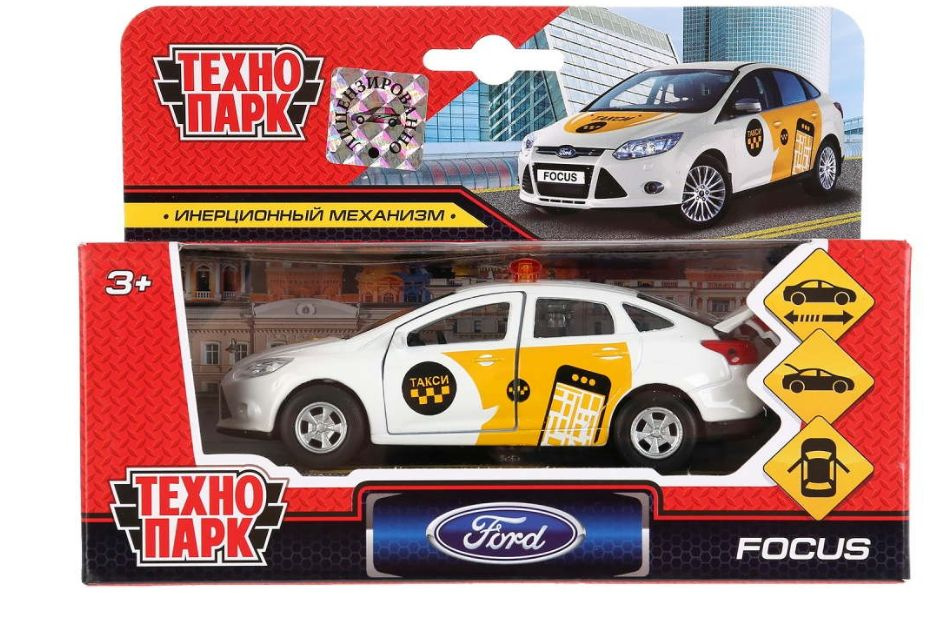 Машинка игрушечная металл FORD Focus такси 12см,инерц.,открыв. двери ...