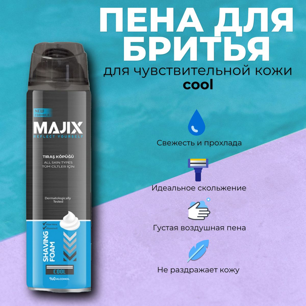 majix Средство для бритья, пена, 200 мл - купить с доставкой по ...