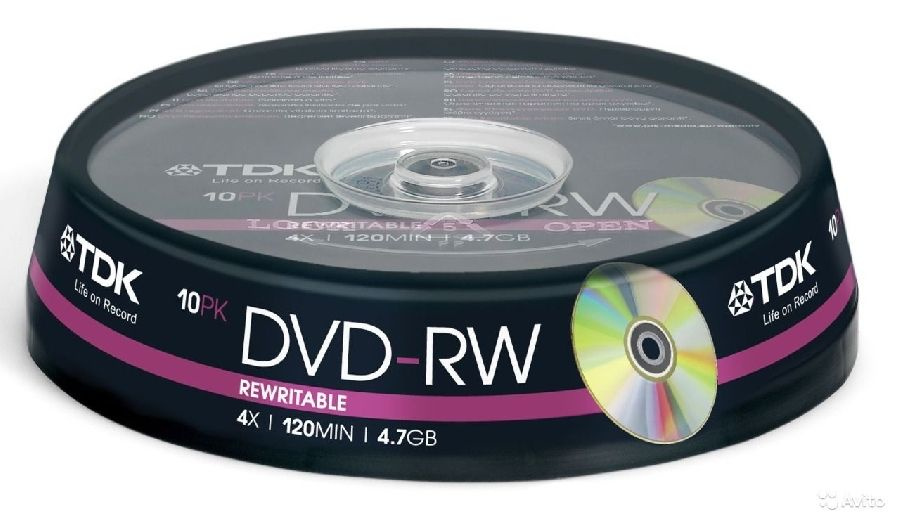 Набор: 10 дисков TDK DVD-RW в Cake Box, 4.7GB 4x 120 min и 10 бумажных конвертов с окошком ...