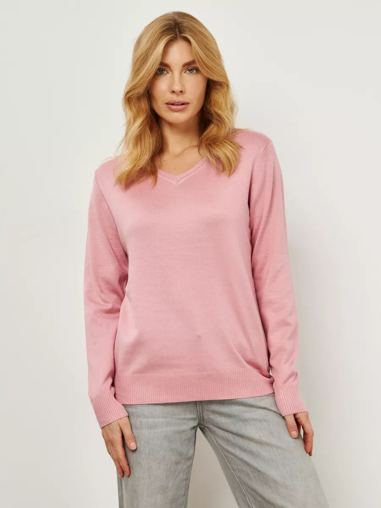 Джемпер Женский ILADY розовый Хлопок, размер 44, 46 Без застежки полуприталенный Длинный Россия ...