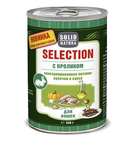 Solid Natura Selection / Консервы Солид Натура для кошек с Кроликом, 340г х 12шт - купить с ...
