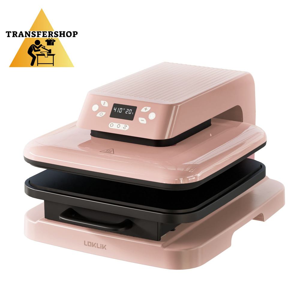 Термопресс автоматический Розовый 38х38см LOKLiK плоский для сублимации, кожи, термопленки, дтф ...
