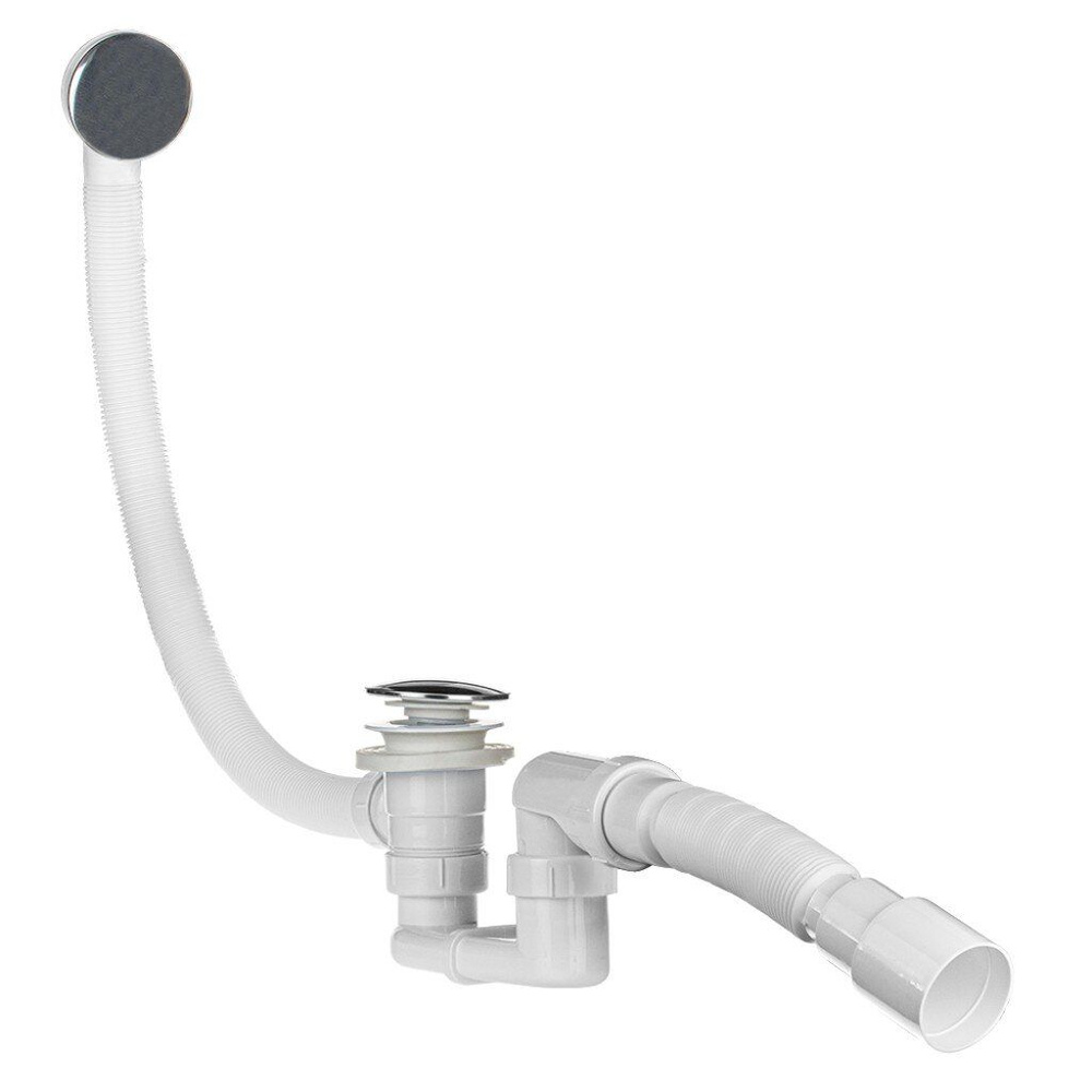 Сифон для ванны и глубокого поддона, MasterProf, easyopen, 500 мм, 1" 1/4, с выпуском, круглый ...