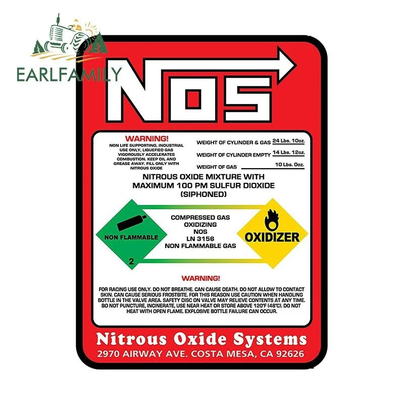 EARLFAMILY Red NOS Bottle Replacement Label автомобильная наклейка JDM ...