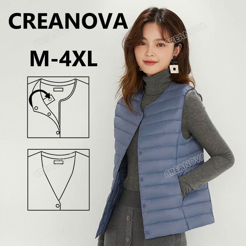 Жилет утепленный Женский CREANOVA Воротник синий, размер 54 Breathable Кнопки Китай Бег купить c ...