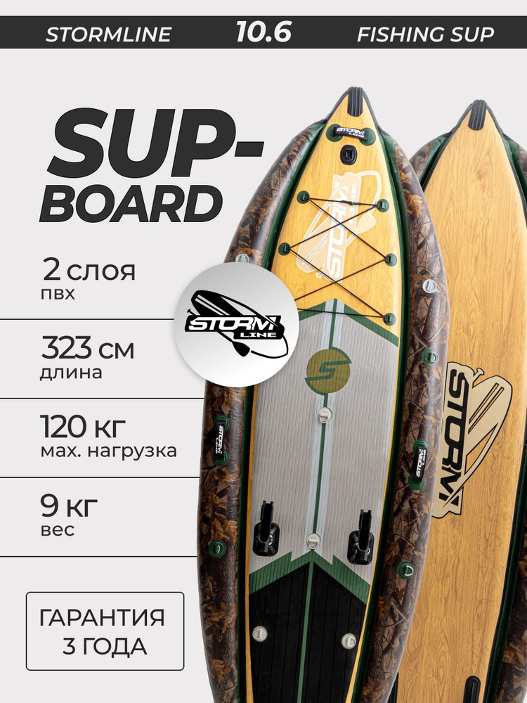 Сап борд надувной двухслойный Stormline Fishing Sup 10.6 / sup board ...